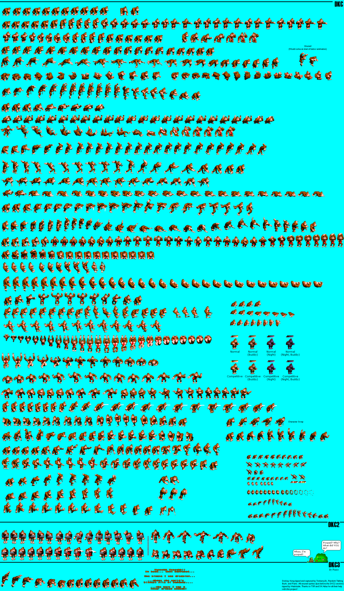 Donkey Kong Country SNES Character Sprites | SNES Sprites# | Super Mayhem