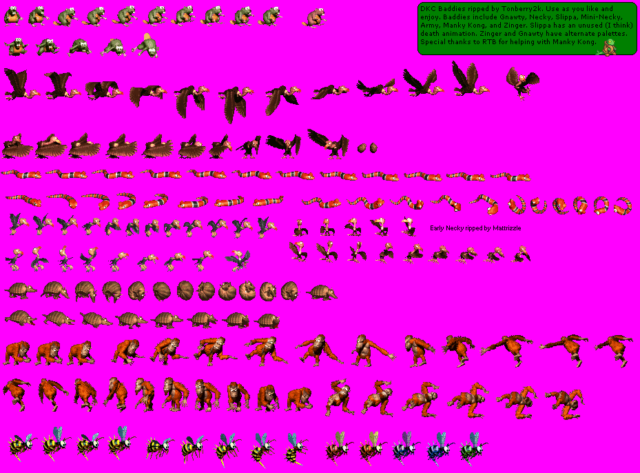 Donkey Kong Country SNES Character Sprites | SNES Sprites# | Super Mayhem